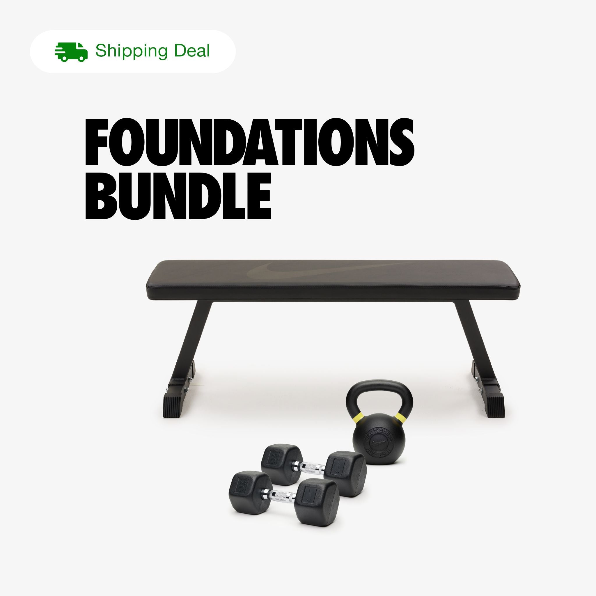 Nike Foundations Bundle | Workout Bench With Dumbbells and Kettlebell – Nike Strength