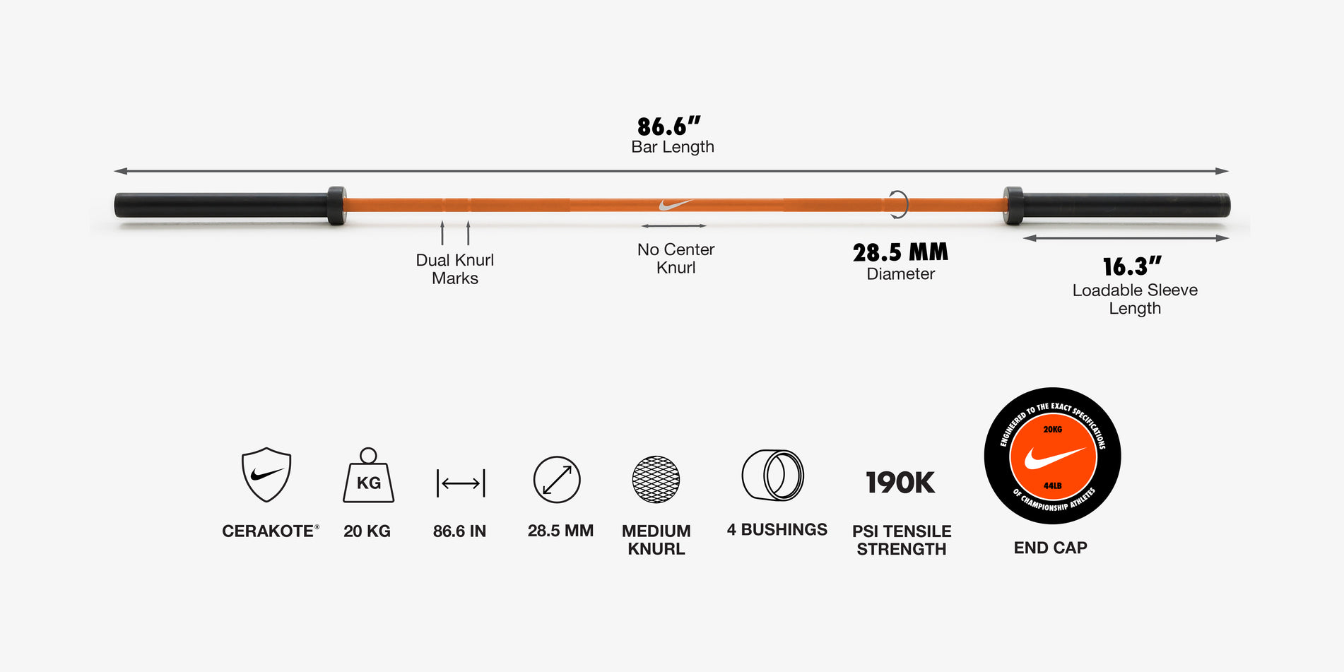 Nike Strength Shield Barbell 20 kg – Nike Strength US